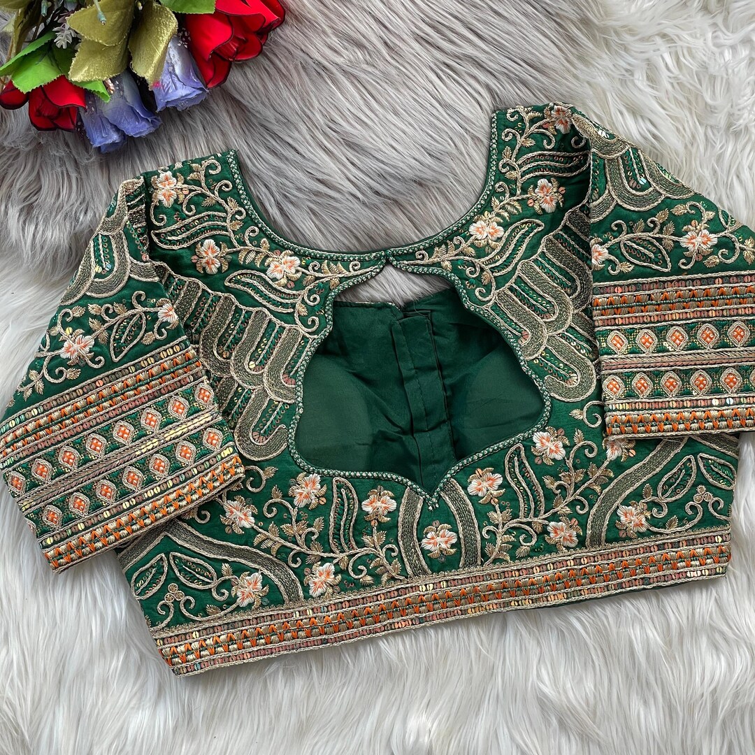Delightful Art Designer Heavy Embroidery Bridal Work Readymade Blouse ...