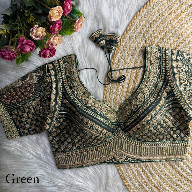 Sabyasachi Style Bridal Blouse: Gold Jari Embroidered Roman Silk ...