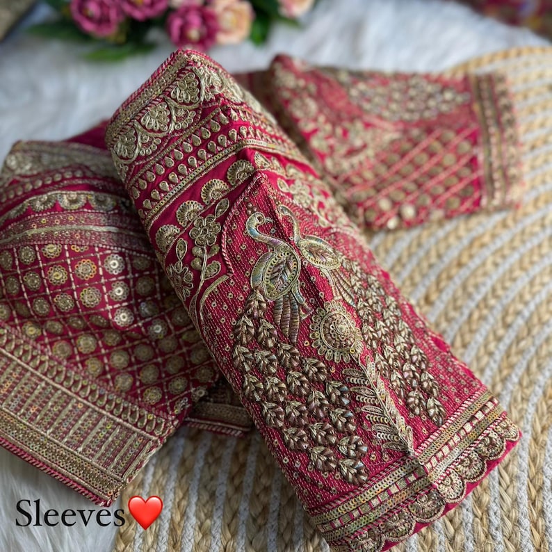 Sabyasachi Style Bridal Blouse: Gold Jari Embroidered Roman Silk ...