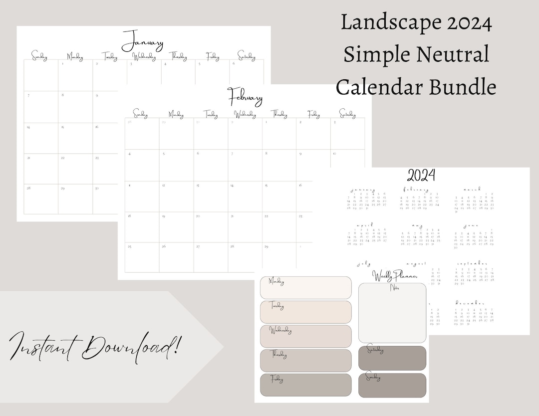2024 Printable Neutral Calendar - Etsy