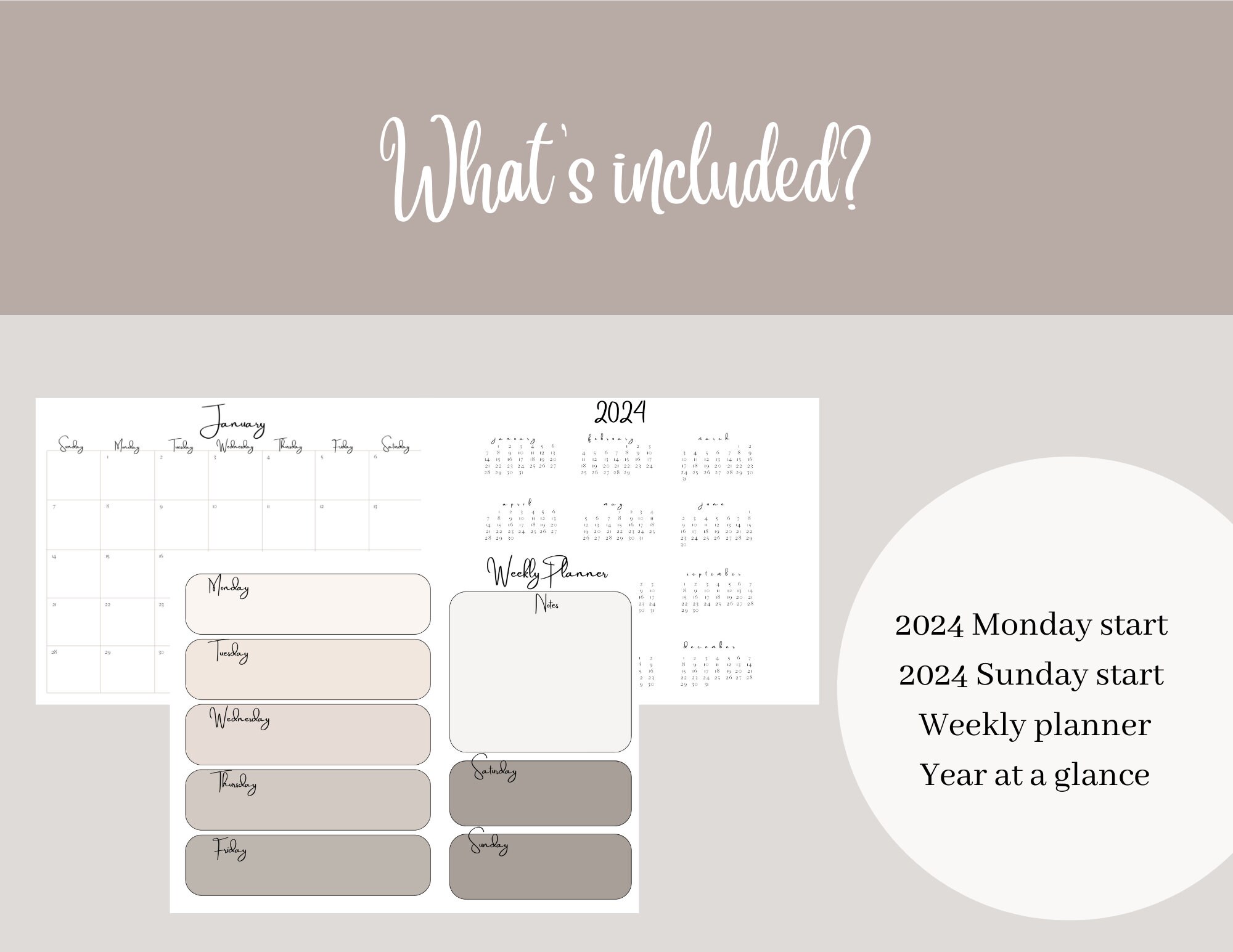 2024 Printable Neutral Calendar - Etsy
