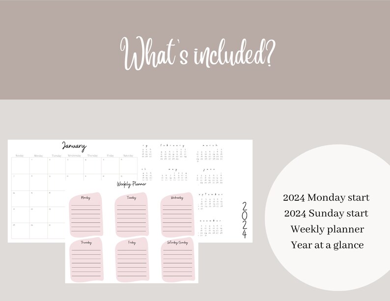 2024 Printable Minimalist Calendar - Etsy
