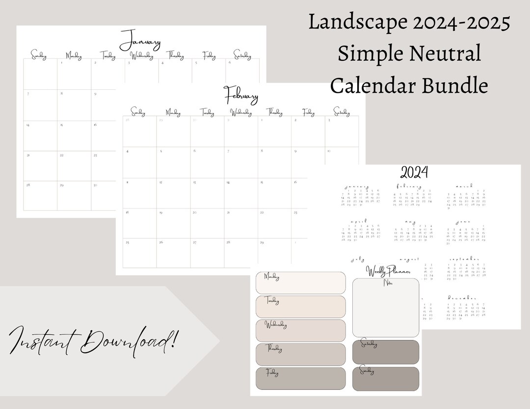 2024-2025 Printable Neutral Calendar - Etsy UK