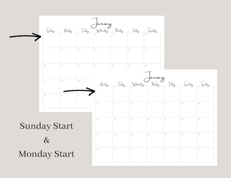2024 Printable Neutral Calendar - Etsy
