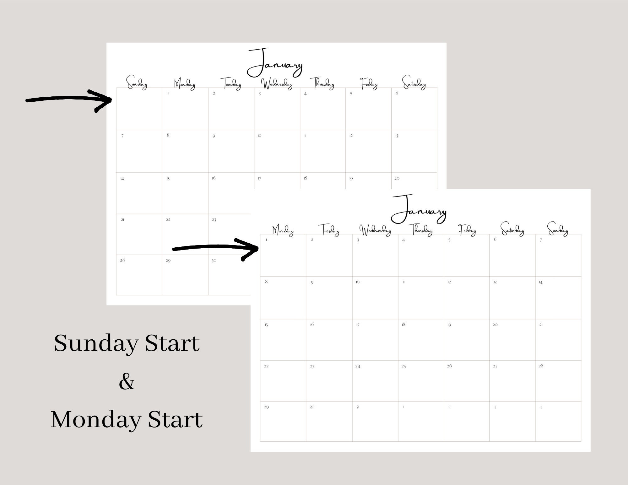 2024 Printable Neutral Calendar - Etsy