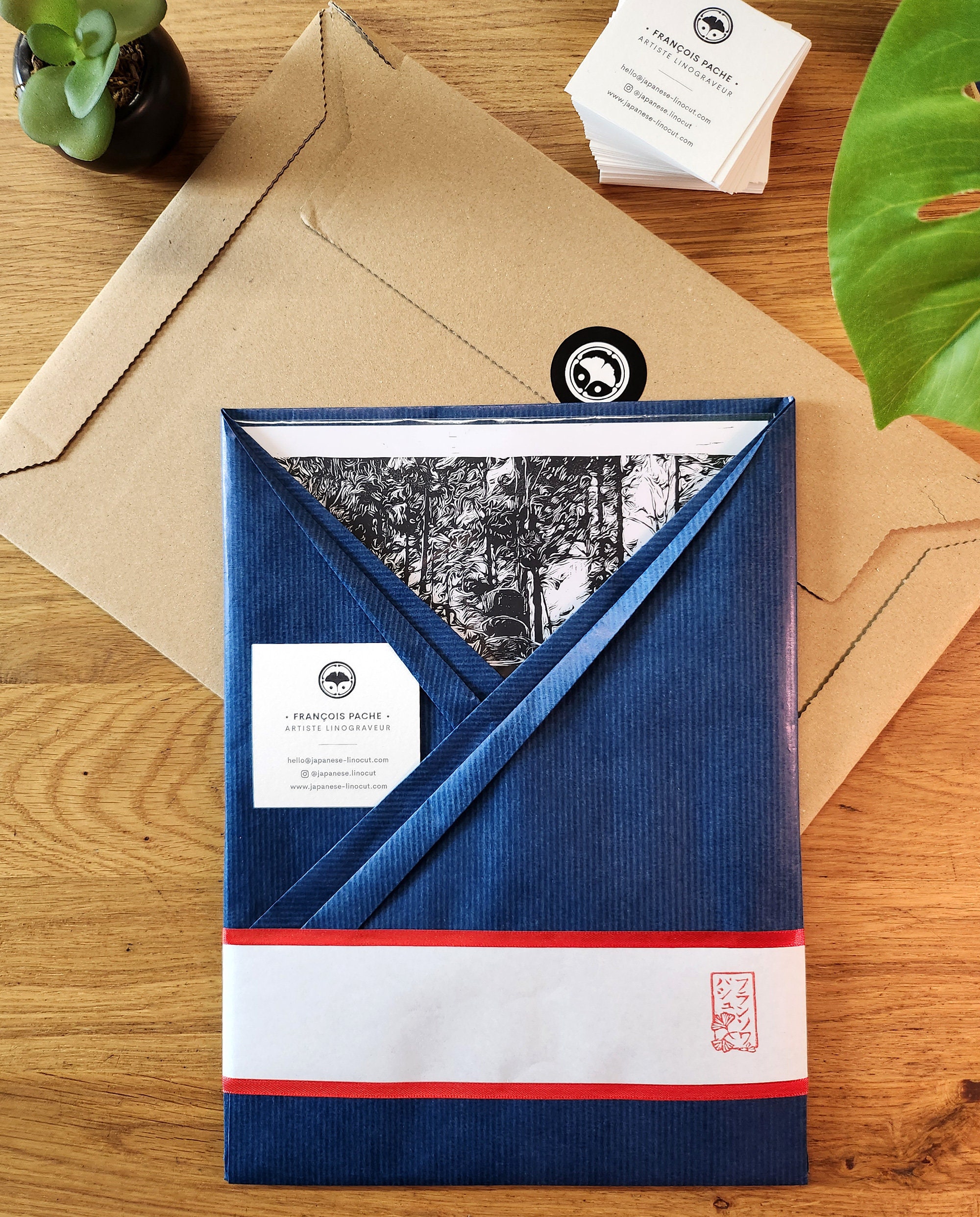 Japanese Handmade Linocut of Okunoin Mao-den Temple of Mount Kurama ...