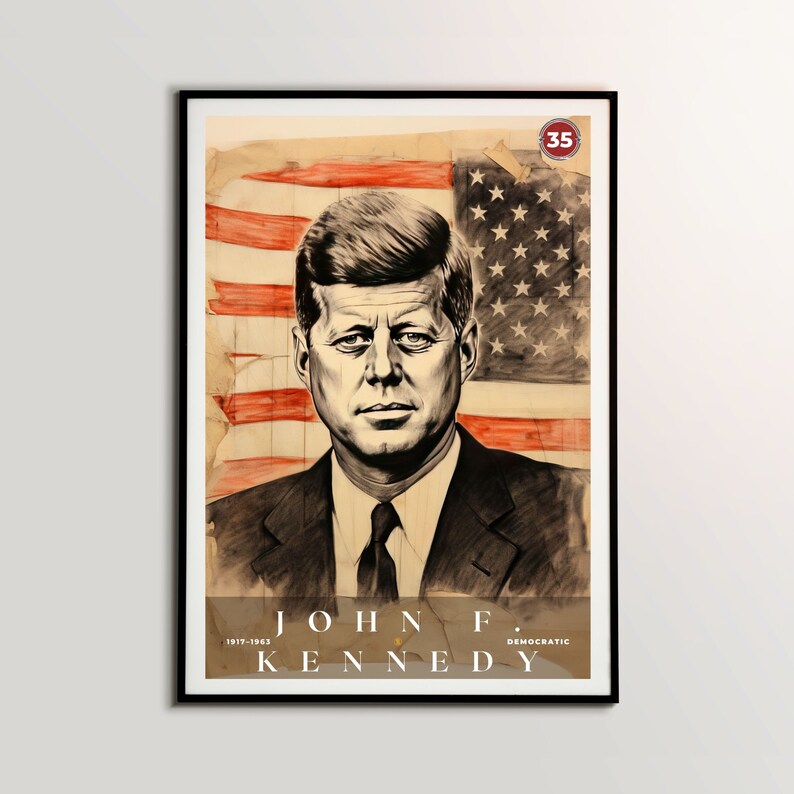 John F. Kennedy Poster, US Presidents Poster, American History ...