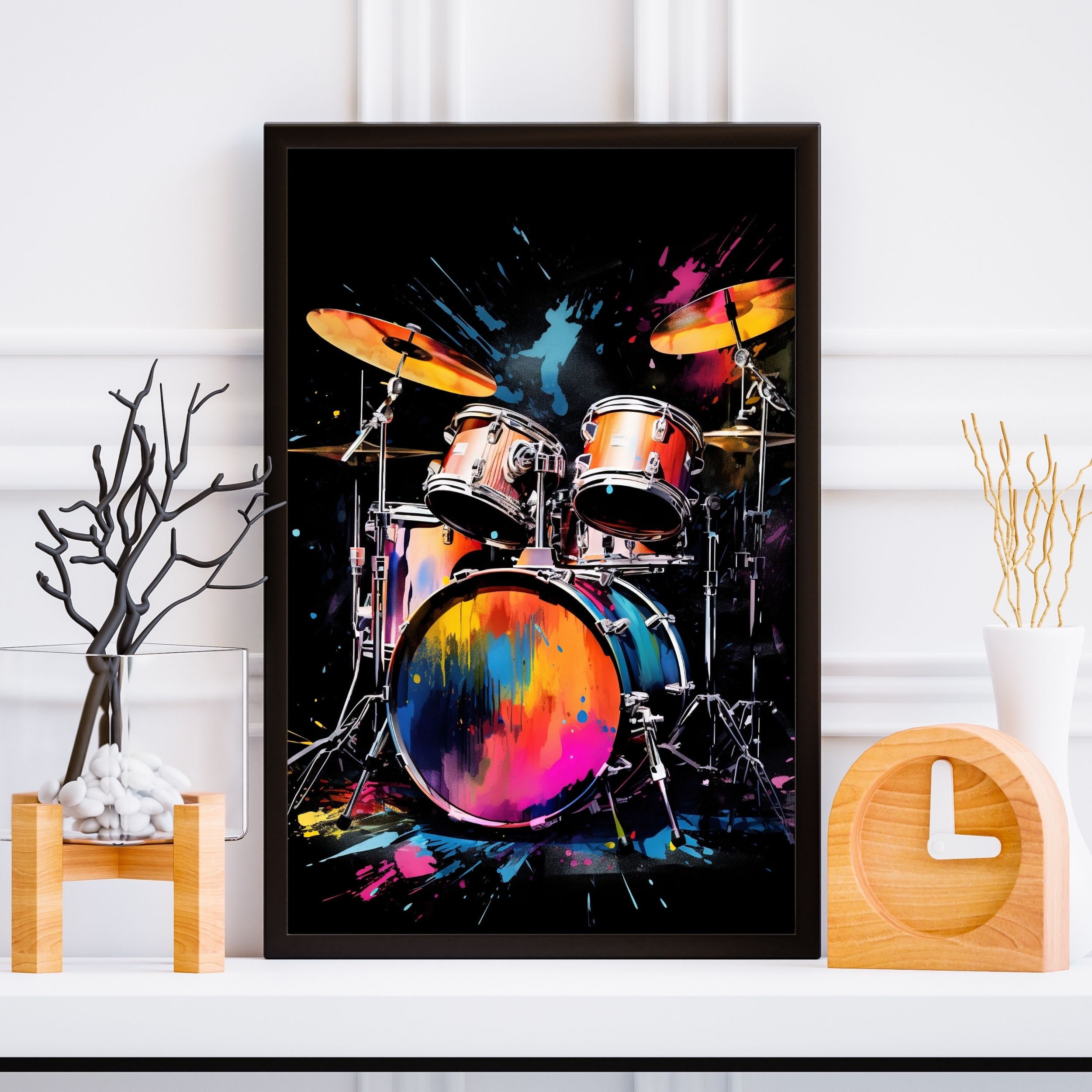 Drums Poster, Musical Instrument, Music Wall Art, Studio Decor, Musical ...