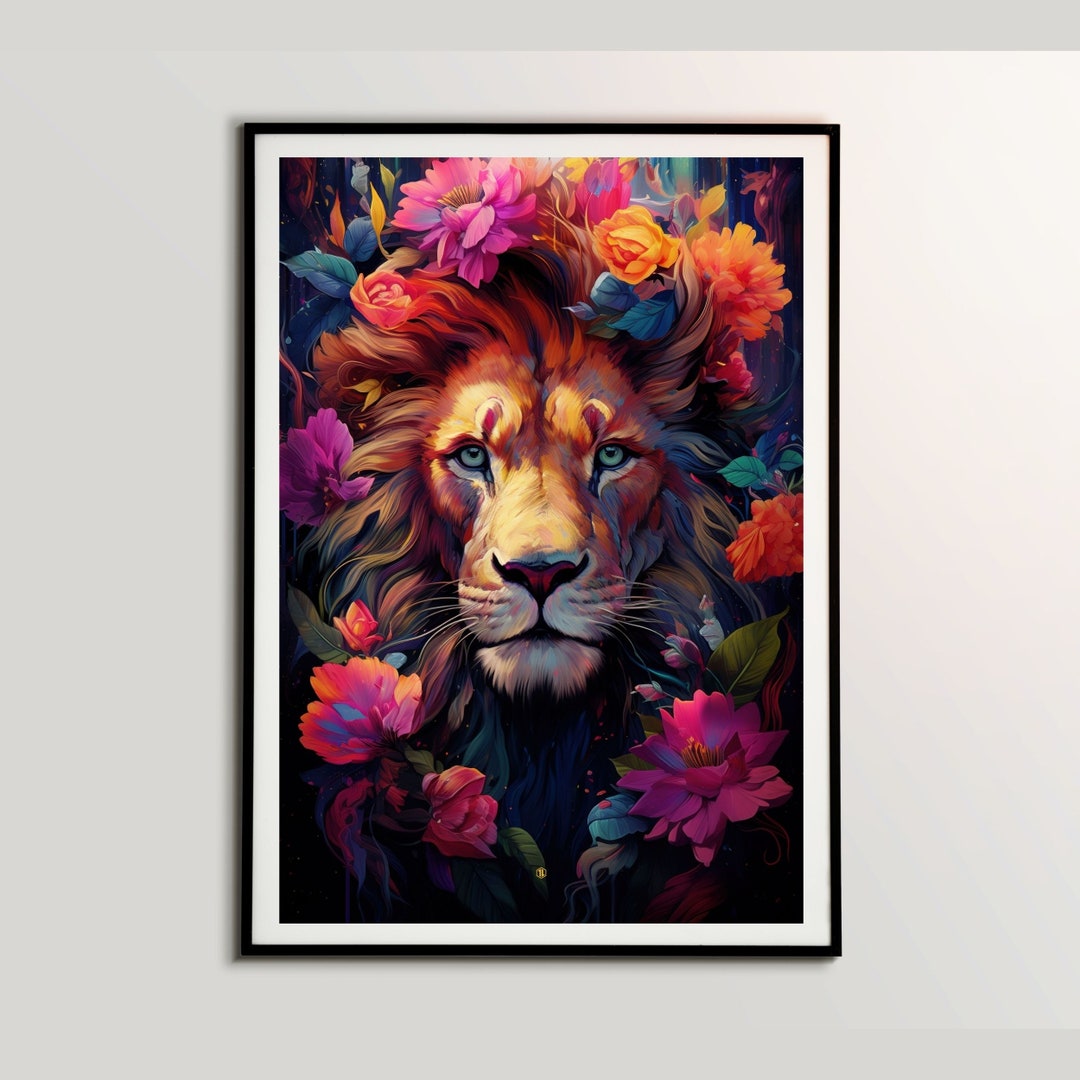 Lion Poster, Beloved Animals Prints, Colorful Animal, Animal Art ...