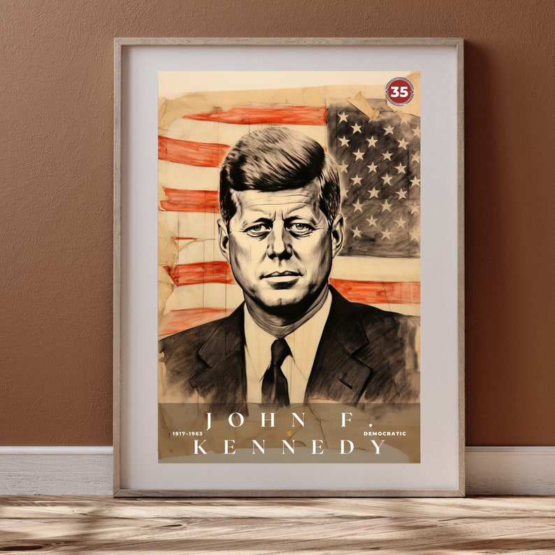 John F. Kennedy Poster, US Presidents Poster, American History ...