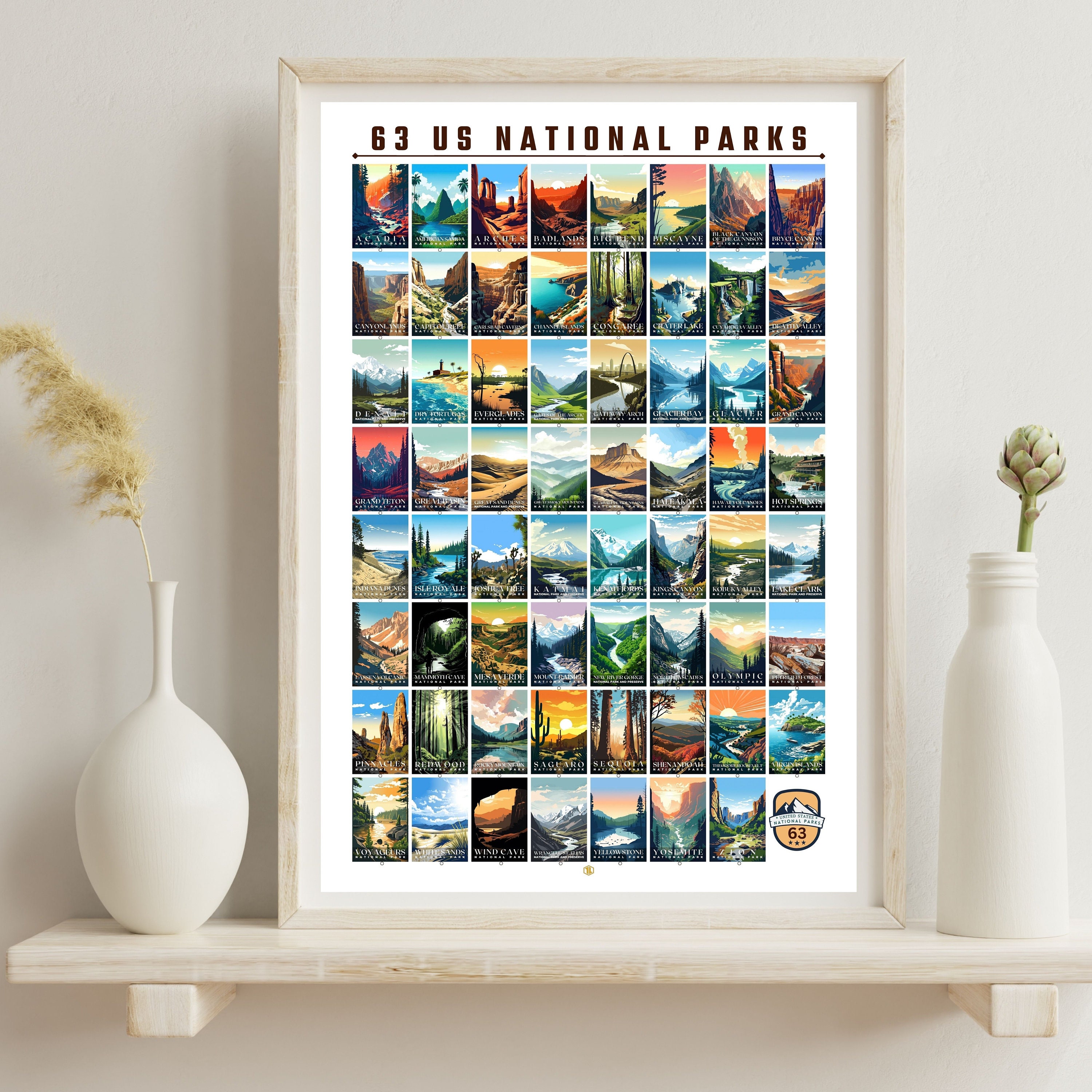 National Park Poster, 63 US National Parks Checklist, National Park ...