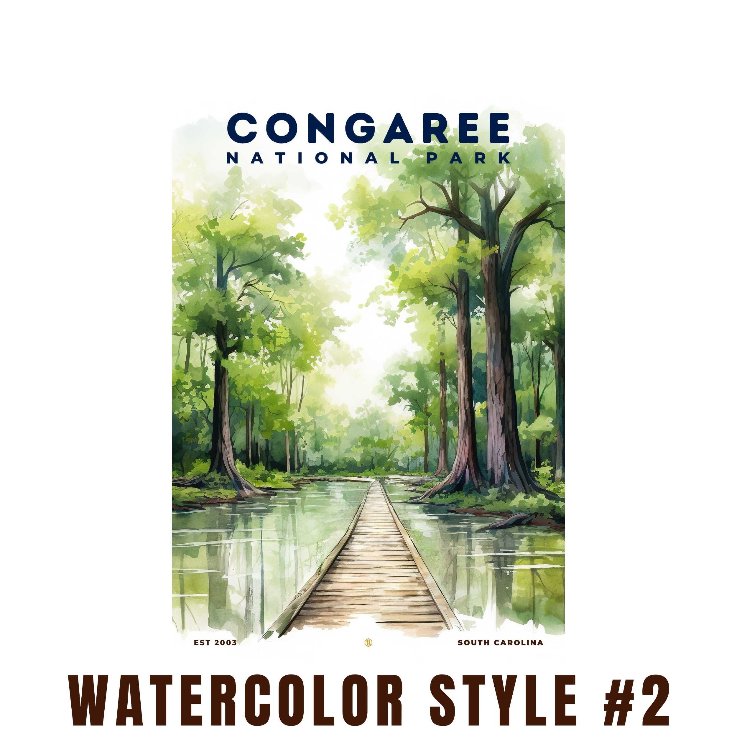 Congaree National Park, National Park Poster, Travel Wall Decor, Retro ...