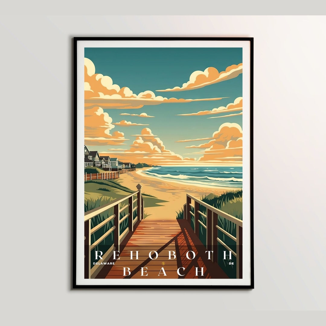 Rehoboth Beach Poster, Travel Poster, Travel Wall Decor, Retro Travel ...