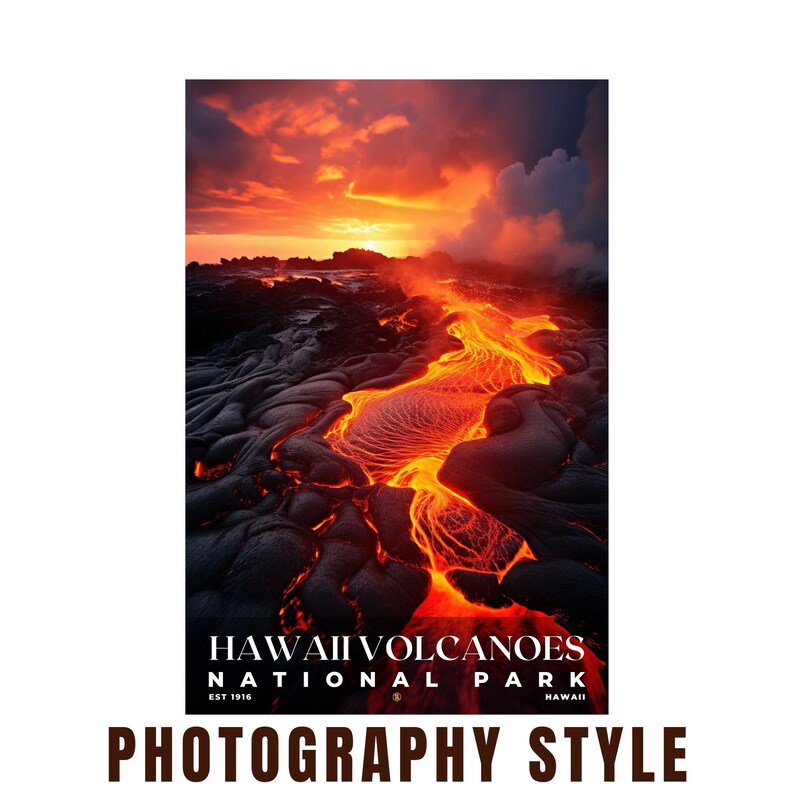 Hawaii Volcanoes National Park, National Park Poster, Travel Wall Decor ...