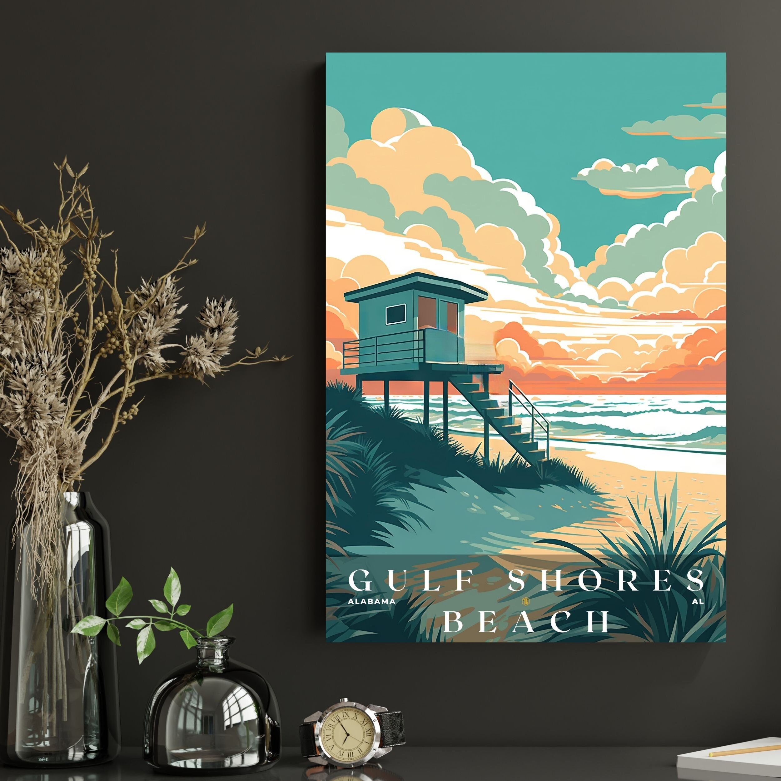 Gulf Shores Beach Poster, Travel Poster, Travel Wall Decor, Retro ...