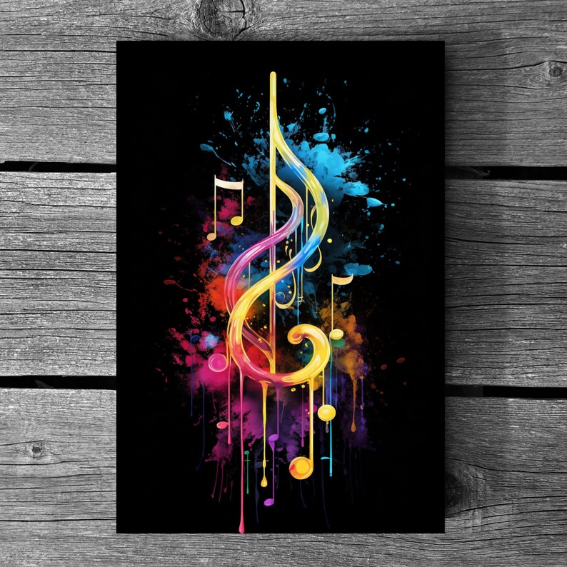 Music Note Poster, Musical Instrument, Music Wall Art, Studio Decor ...