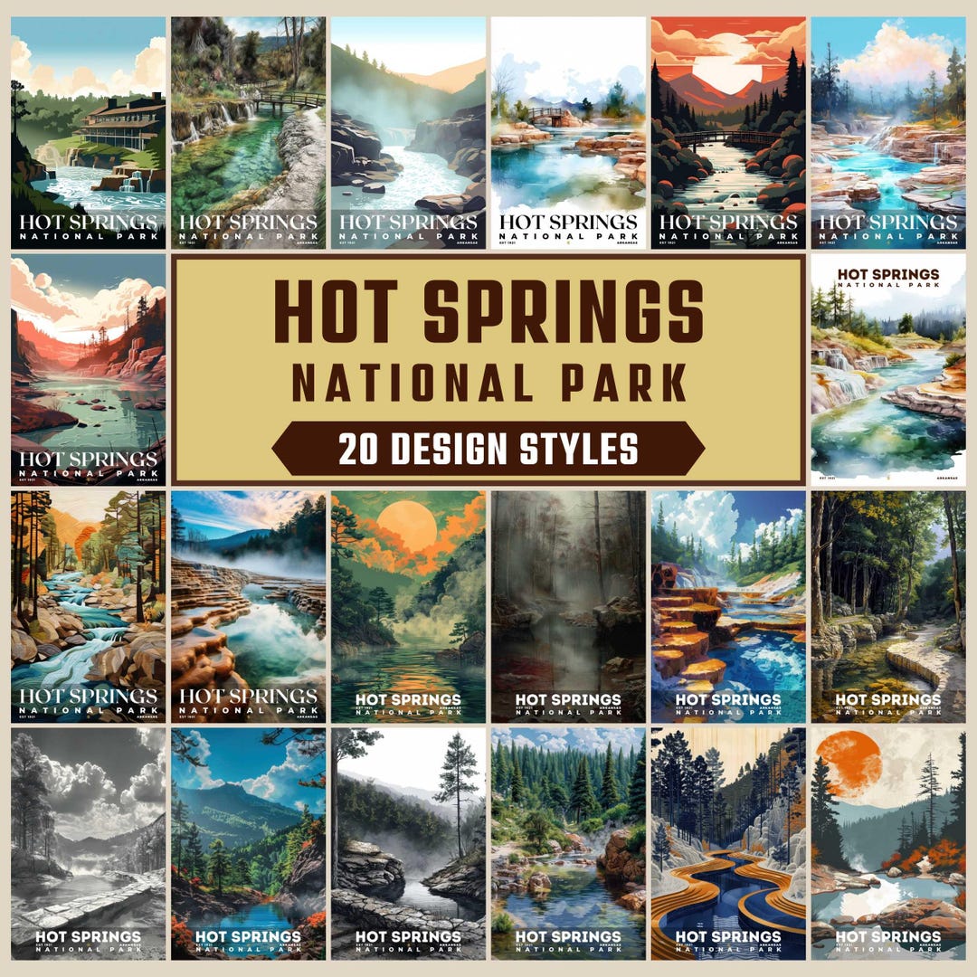 Hot Springs National Park Poster, Travel Wall Decor, Retro Travel ...