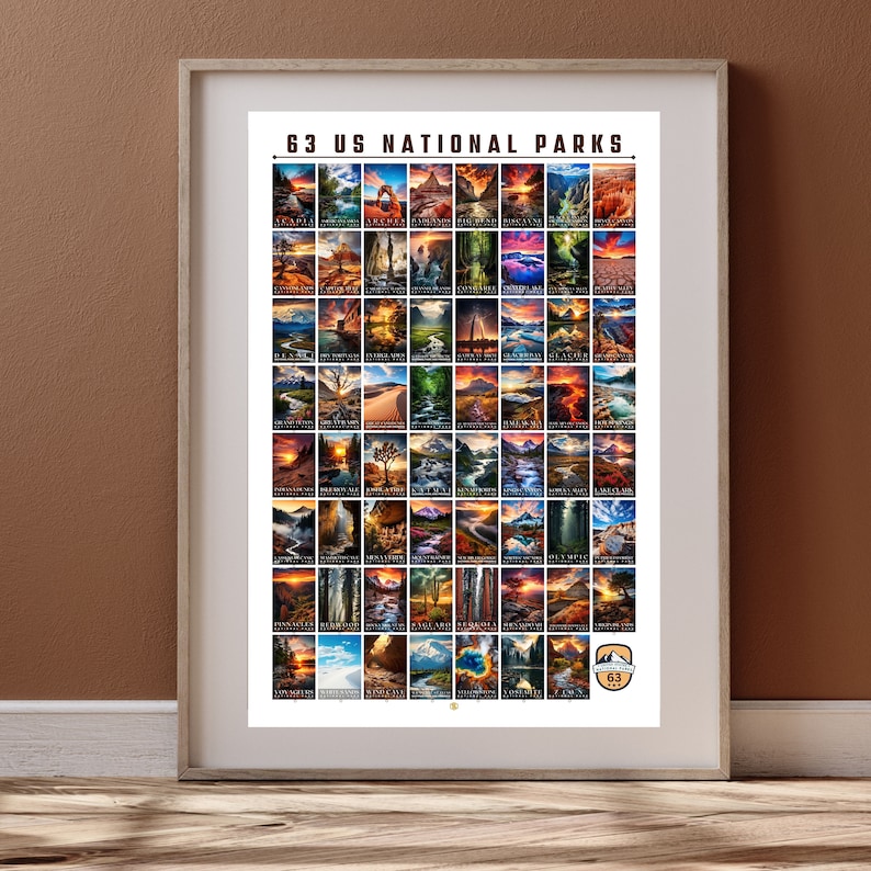 National Park Poster 63 US National Parks Checklist National - Etsy