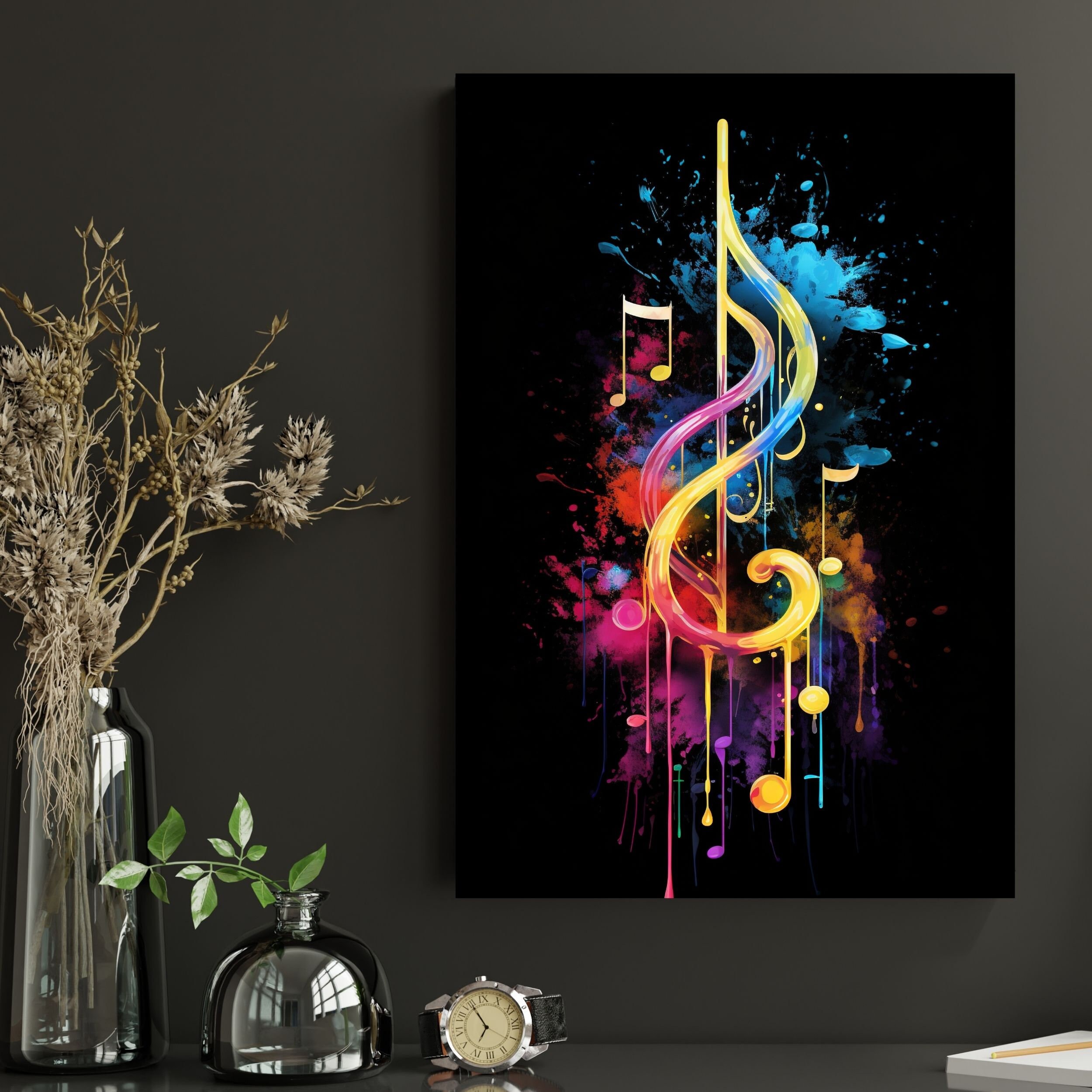 Music Note Poster, Musical Instrument, Music Wall Art, Studio Decor ...