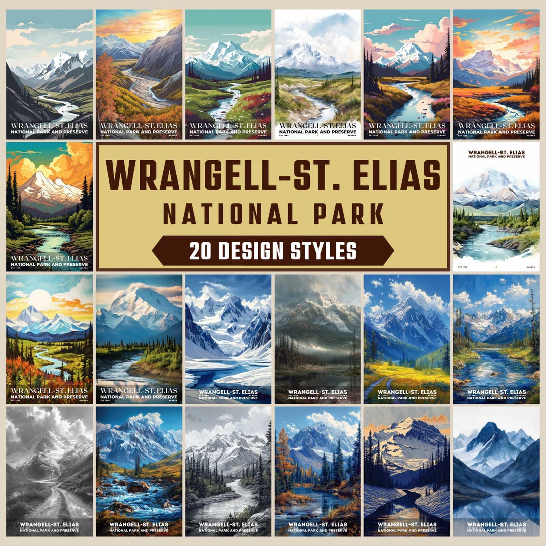 Wrangell-st. Elias National Park Poster, Travel Wall Decor, Retro ...