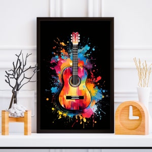 Classic Guitar Poster, Musical Instrument, Music Wall Art, Studio Decor ...