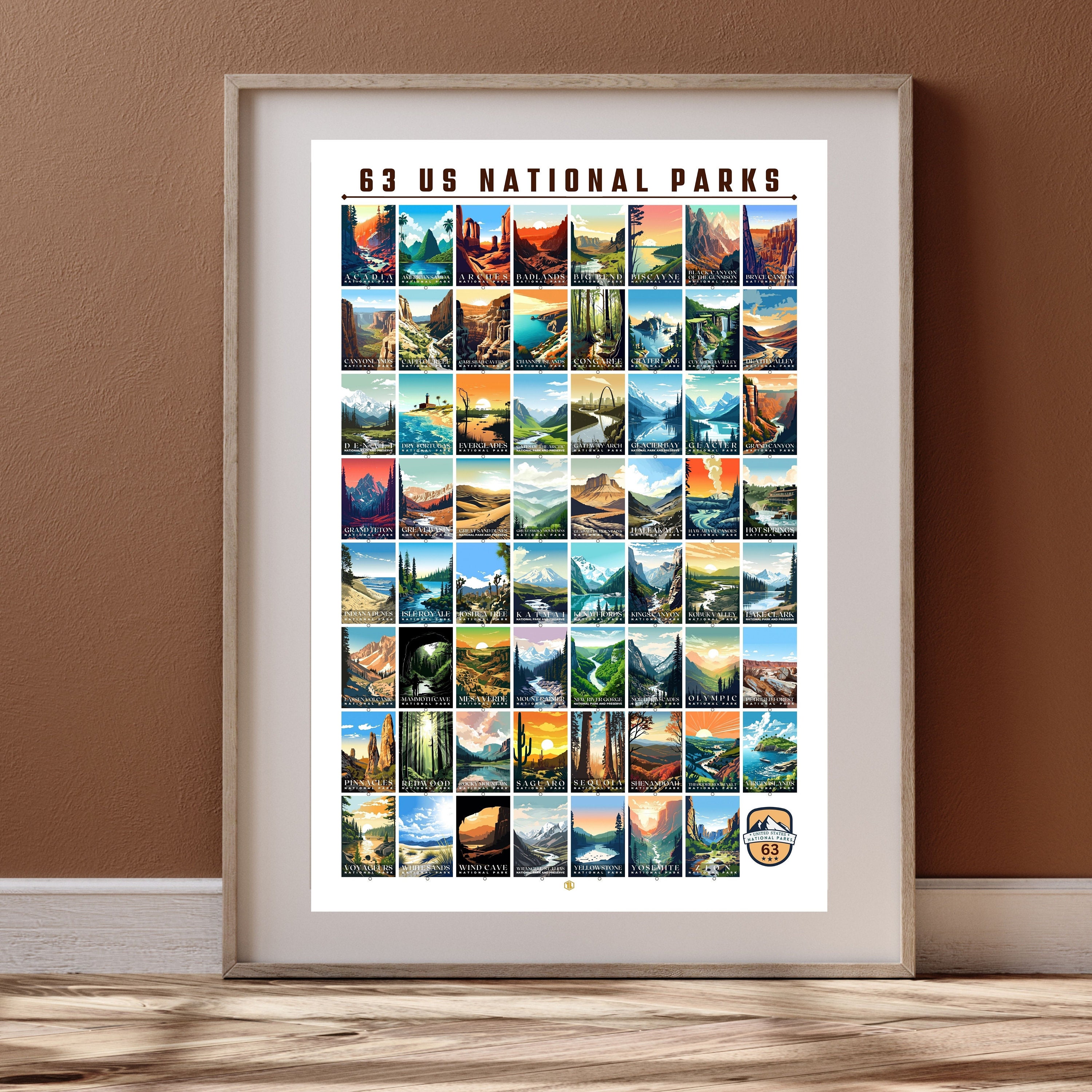 National Park Poster, 63 US National Parks Checklist, National Park ...