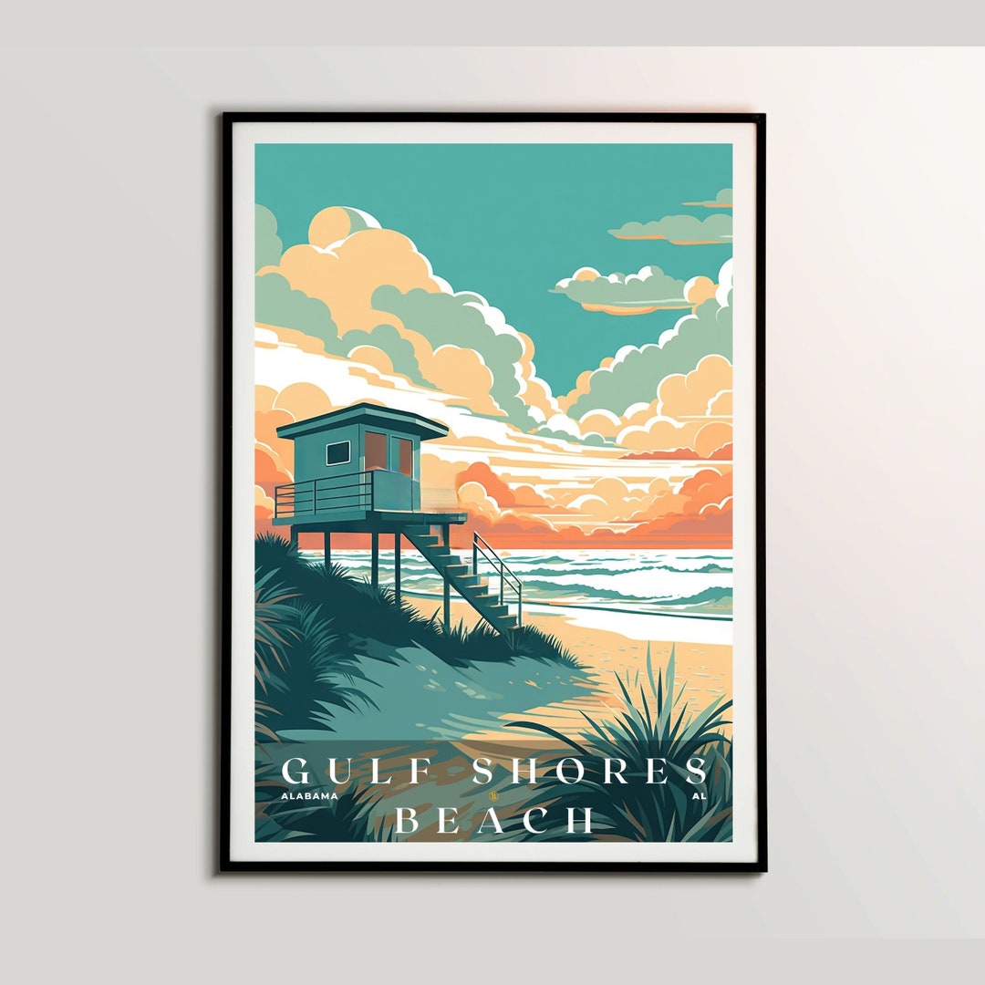 Gulf Shores Beach Poster, Travel Poster, Travel Wall Decor, Retro ...