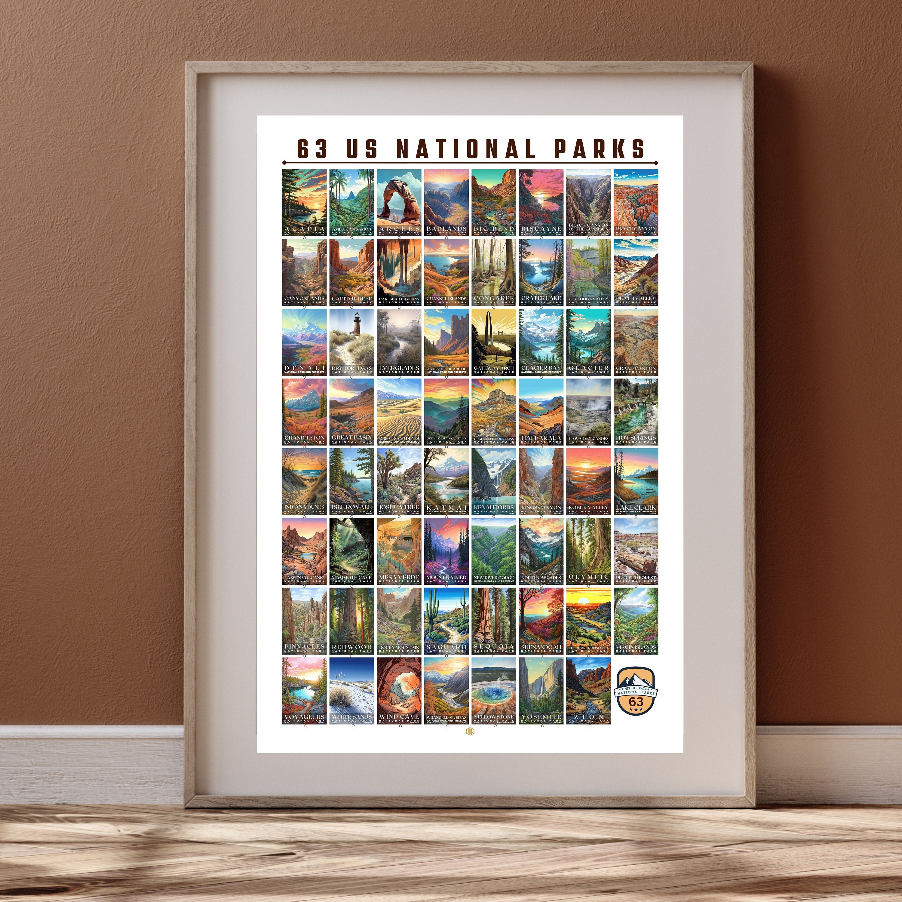 National Park Poster, 63 US National Parks Checklist, National Park ...