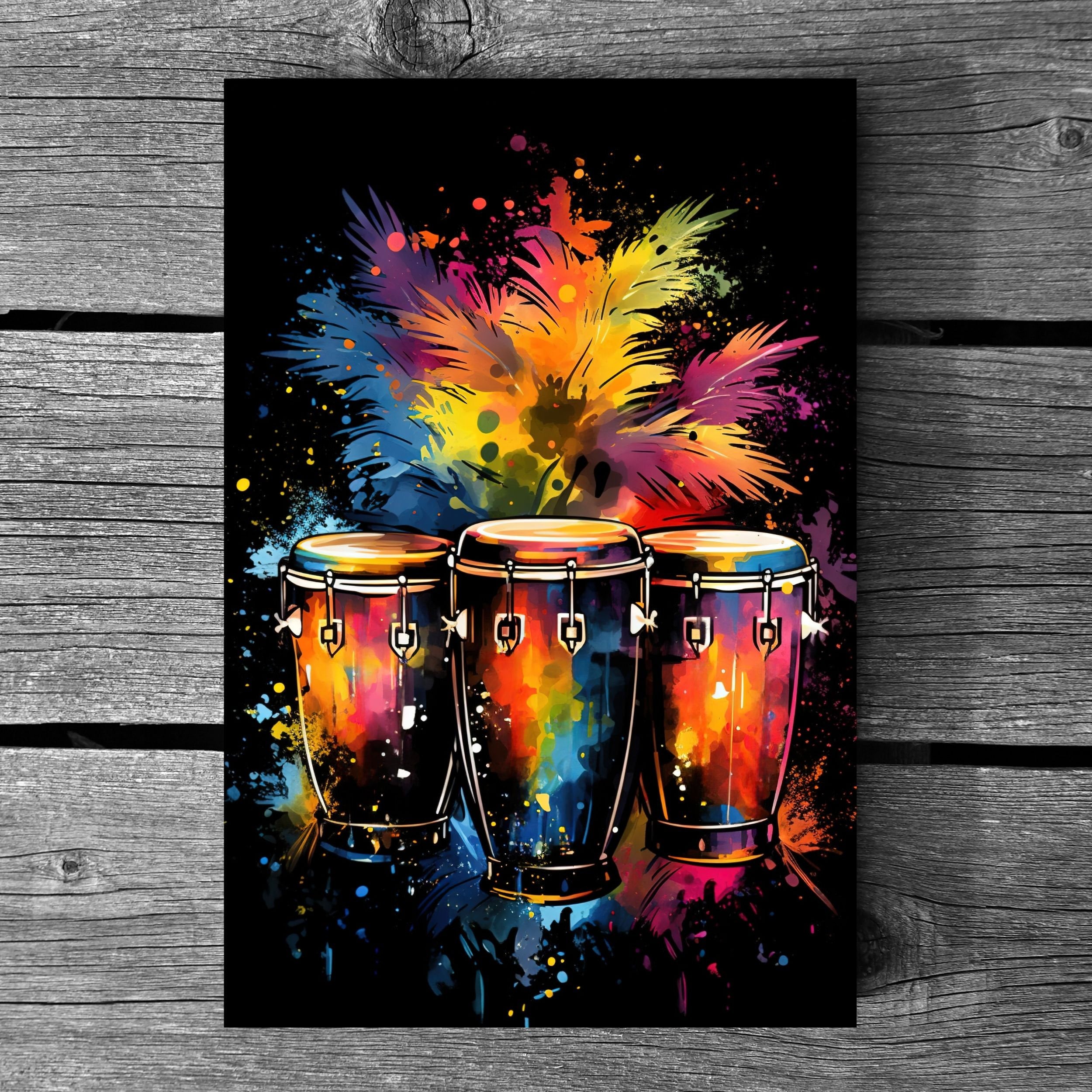 Conga Drums Poster, Musical Instrument, Music Wall Art, Studio Decor ...