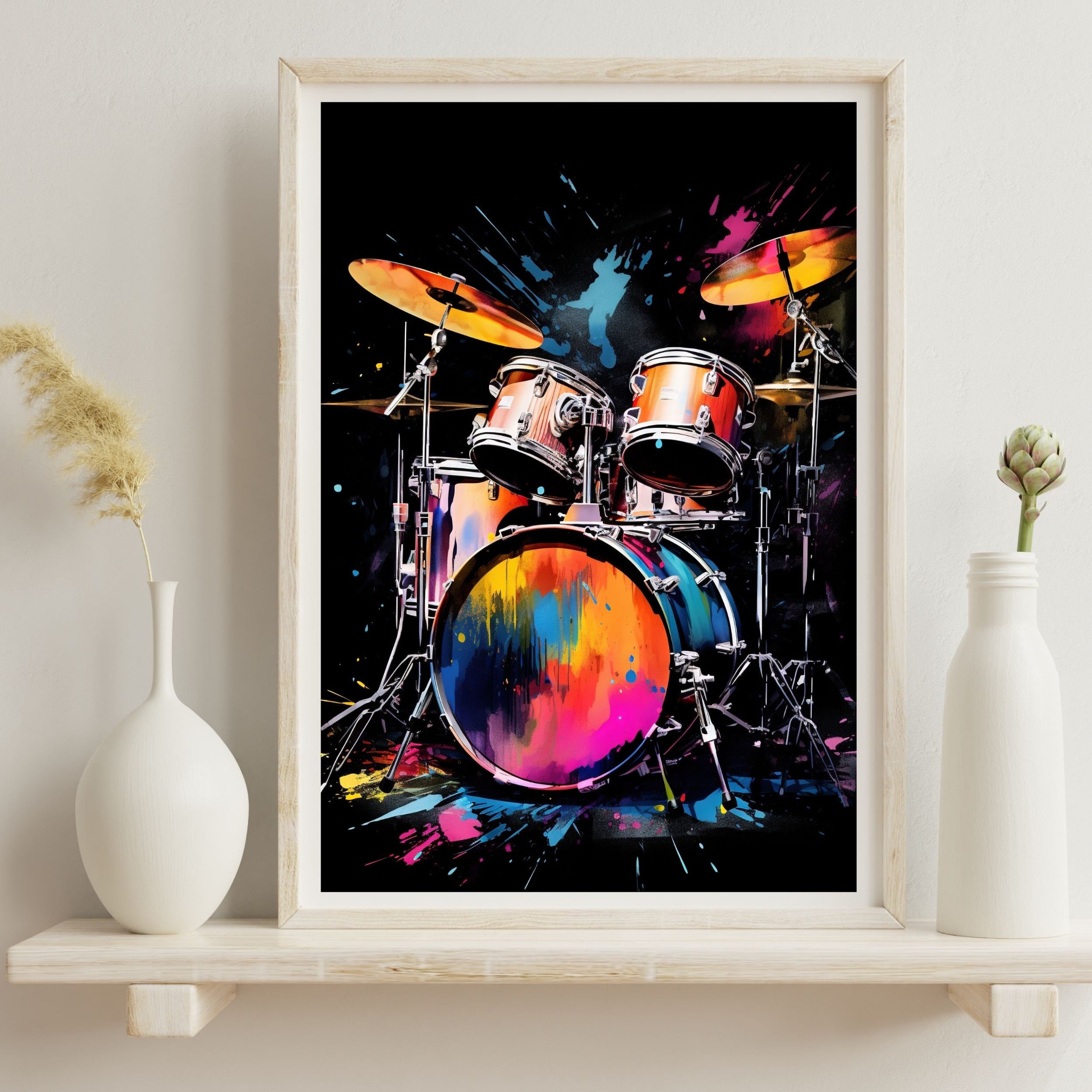 Drums Poster, Musical Instrument, Music Wall Art, Studio Decor, Musical ...