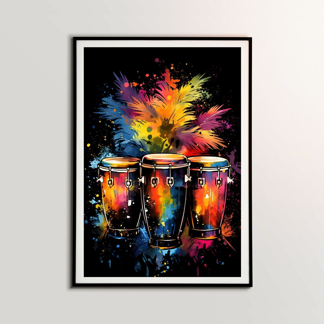 Conga Drums Poster, Musical Instrument, Music Wall Art, Studio Decor ...