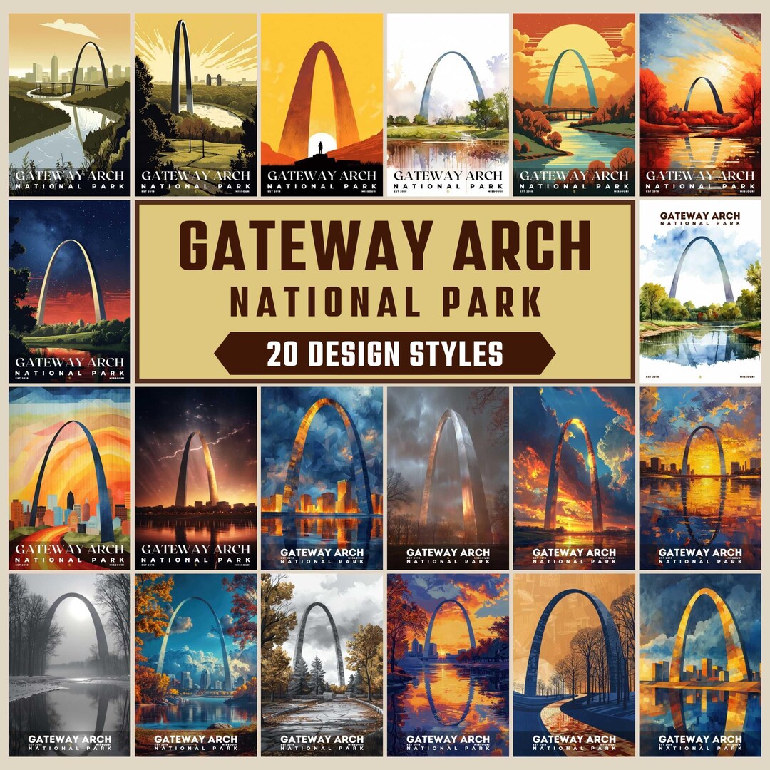 Gateway Arch National Park Poster, Travel Wall Decor, Retro Travel ...