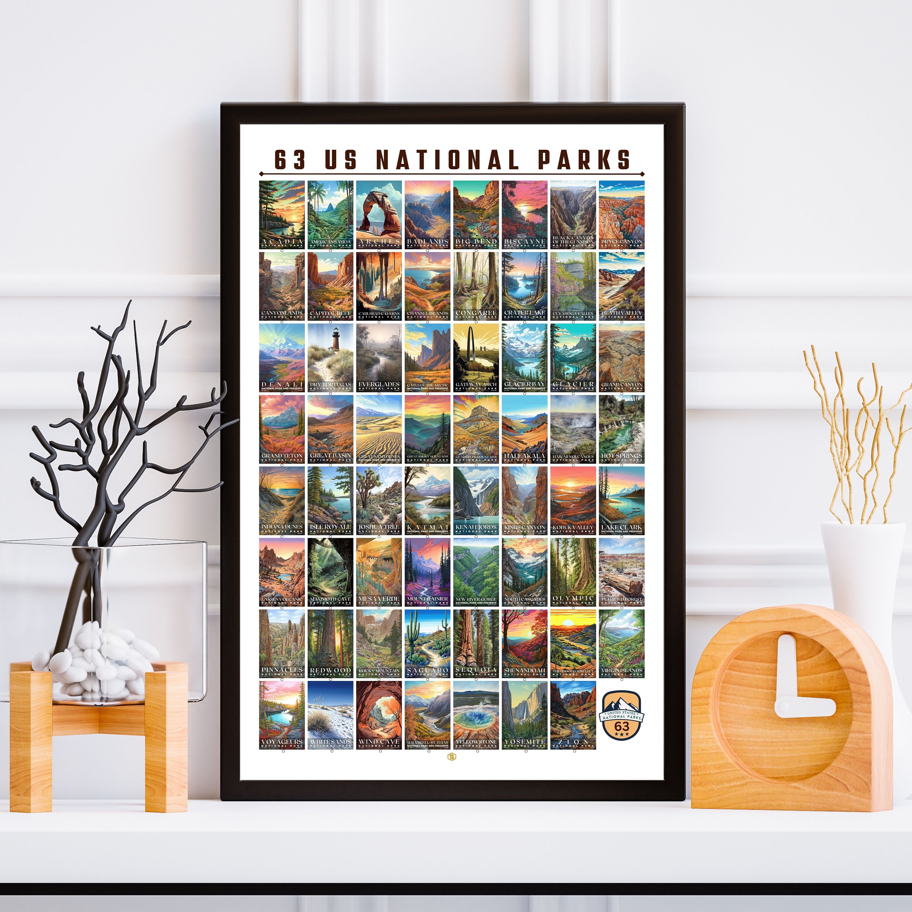 National Park Poster, 63 US National Parks Checklist, National Park ...