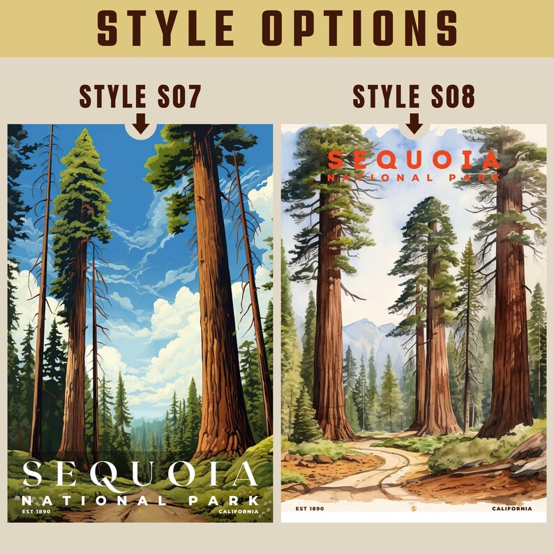 Sequoia National Park Poster, Travel Wall Decor, Retro Travel Poster ...