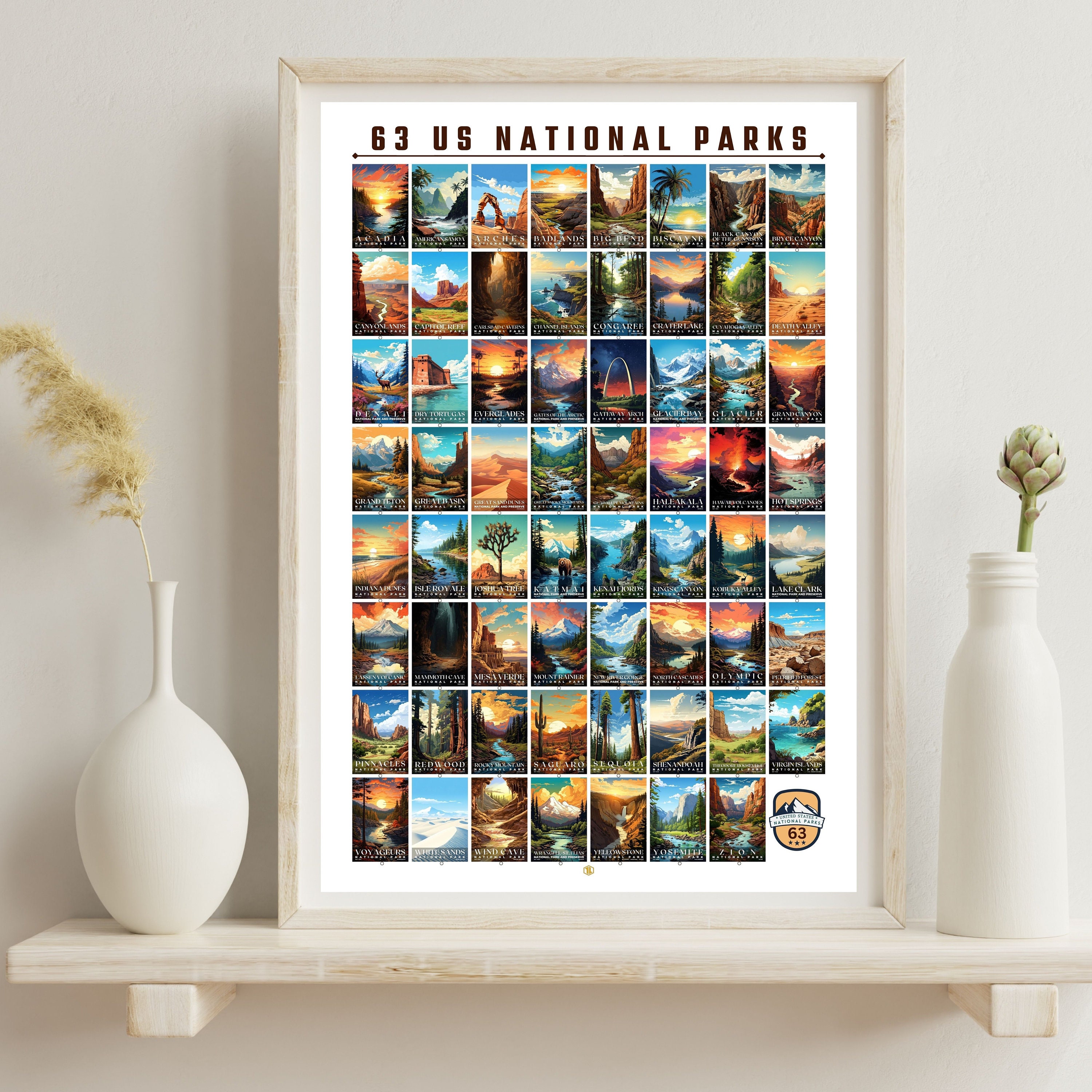 National Park Poster, 63 US National Parks Checklist, National Park ...