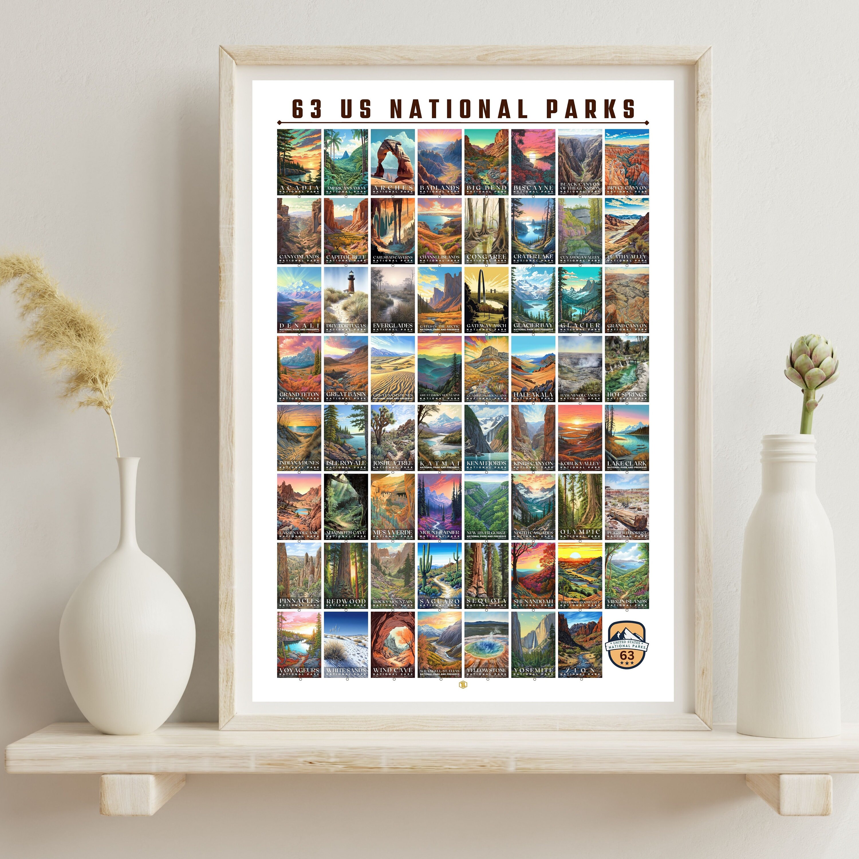 National Park Poster, 63 US National Parks Checklist, National Park ...