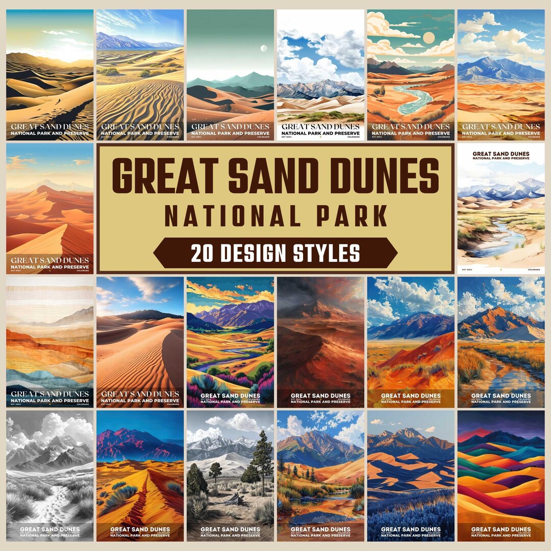 Great Sand Dunes National Park Poster, Travel Wall Decor, Retro Travel ...