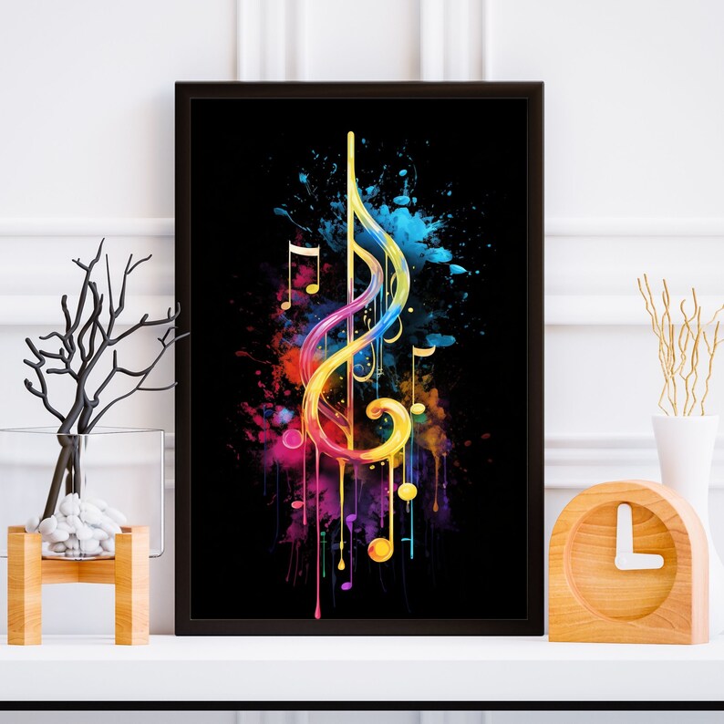 Music Note Poster, Musical Instrument, Music Wall Art, Studio Decor ...