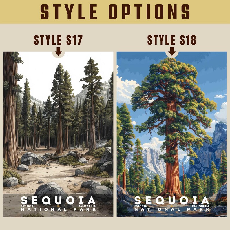 Sequoia National Park Poster, Travel Wall Decor, Retro Travel Poster ...