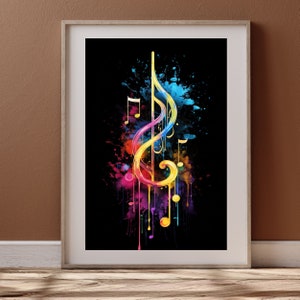 Music Note Poster, Musical Instrument, Music Wall Art, Studio Decor ...