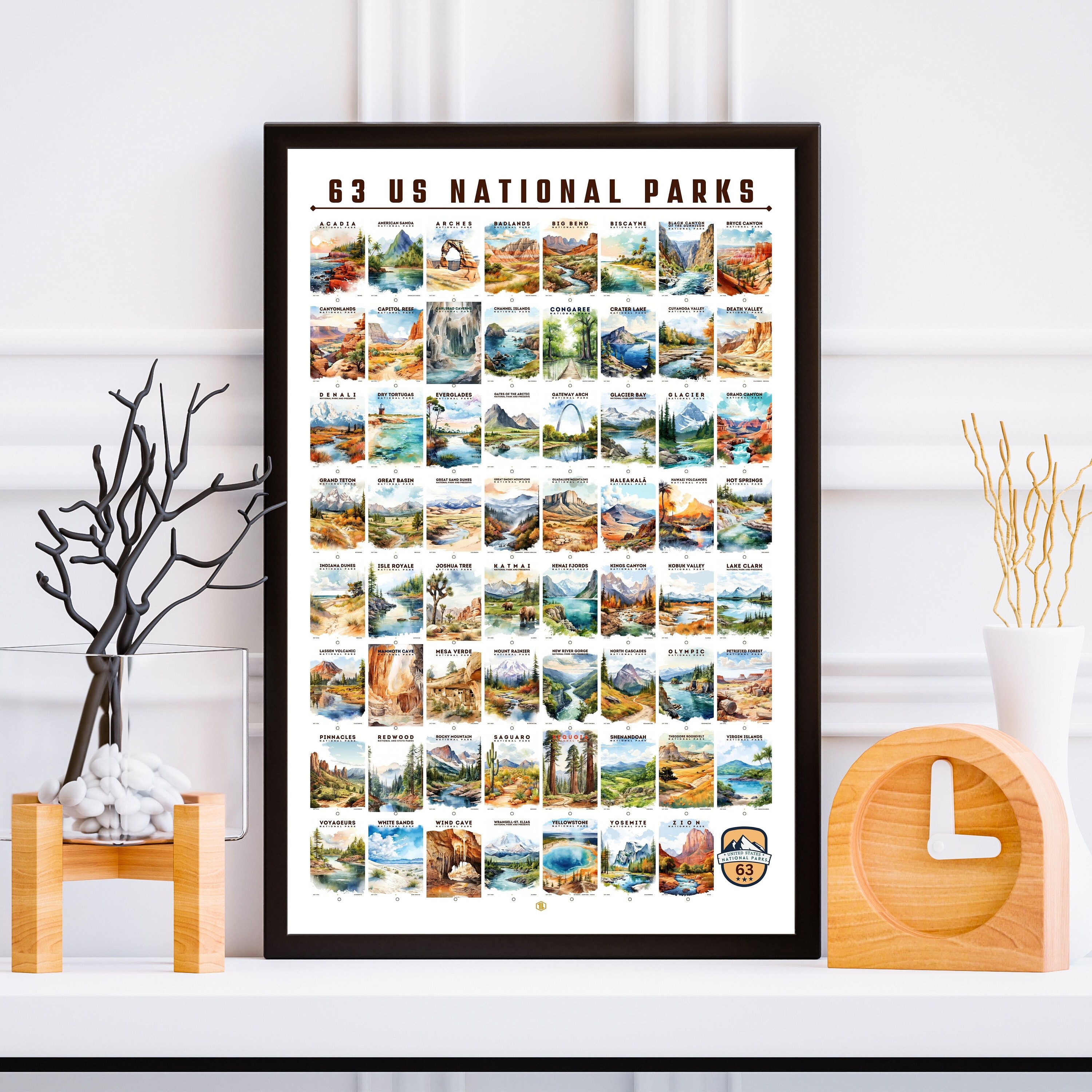 National Park Poster, 63 US National Parks Checklist, National Park ...