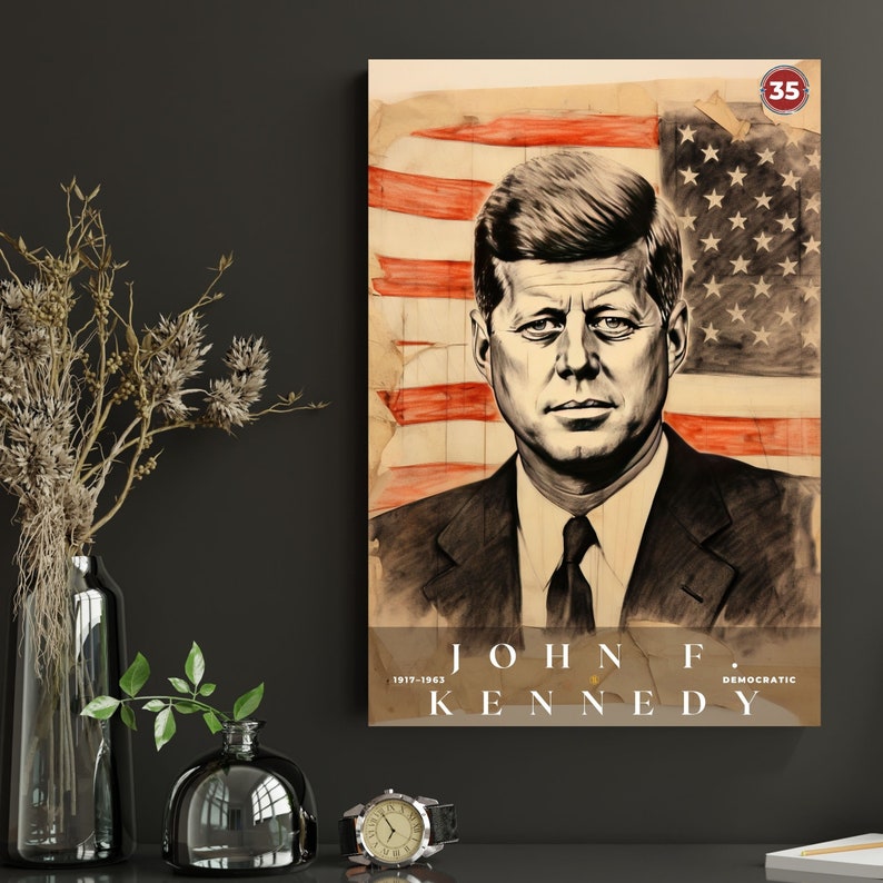 John F. Kennedy Poster, US Presidents Poster, American History ...
