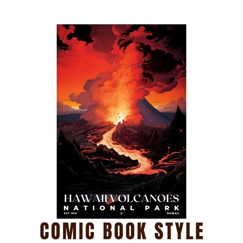 Hawaii Volcanoes National Park, National Park Poster, Travel Wall Decor ...