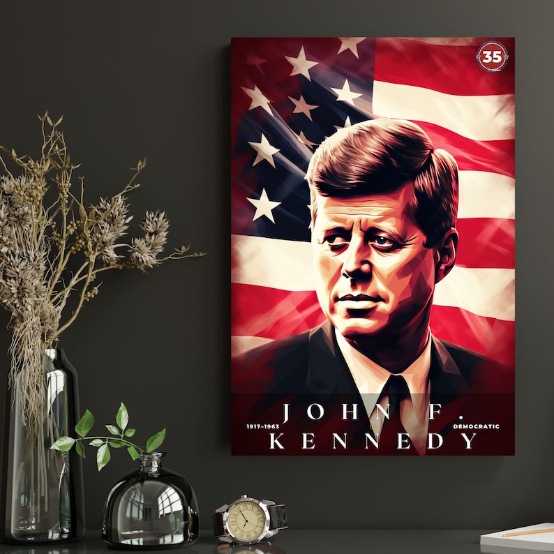 John F. Kennedy Poster, US Presidents Poster, American History ...