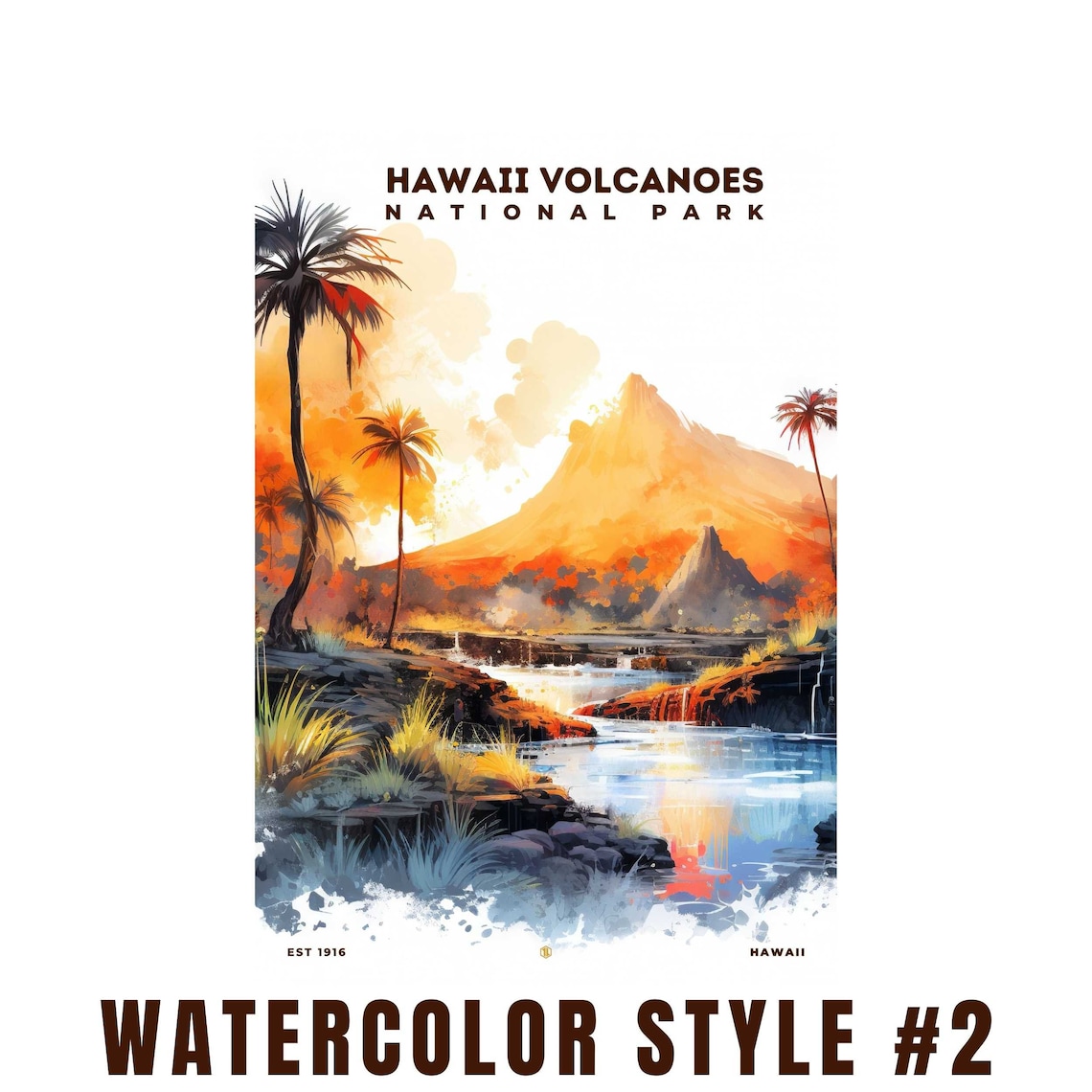 Hawaii Volcanoes National Park, National Park Poster, Travel Wall Decor ...