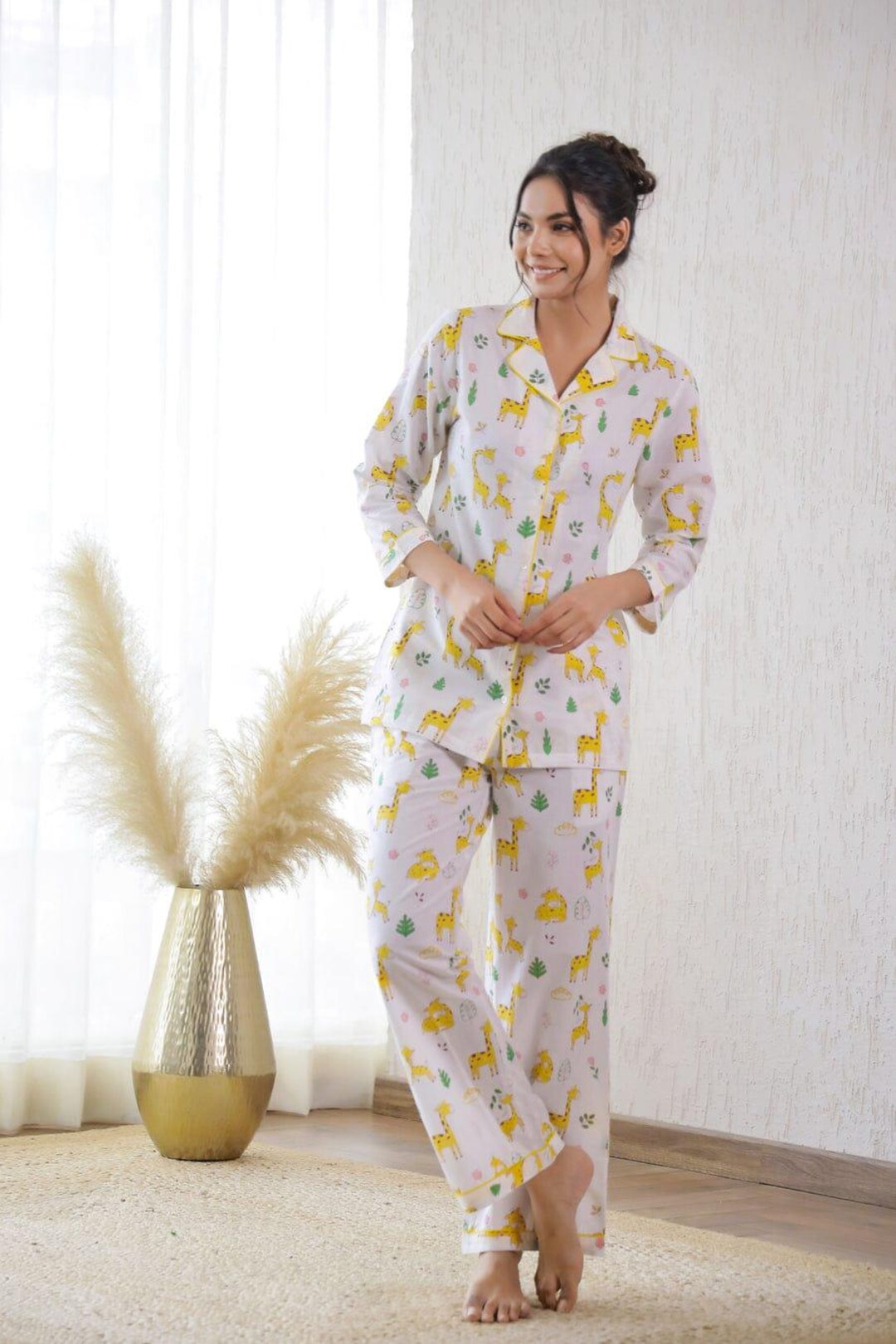 Cotton Night Suit/ Night Wear Pajama and Shirt/ Elephant Print Cotton ...