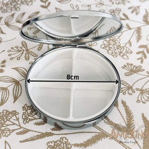 Round Pressed Flowers Jewelry Box Birth Control Pill Box Cute Pill ...