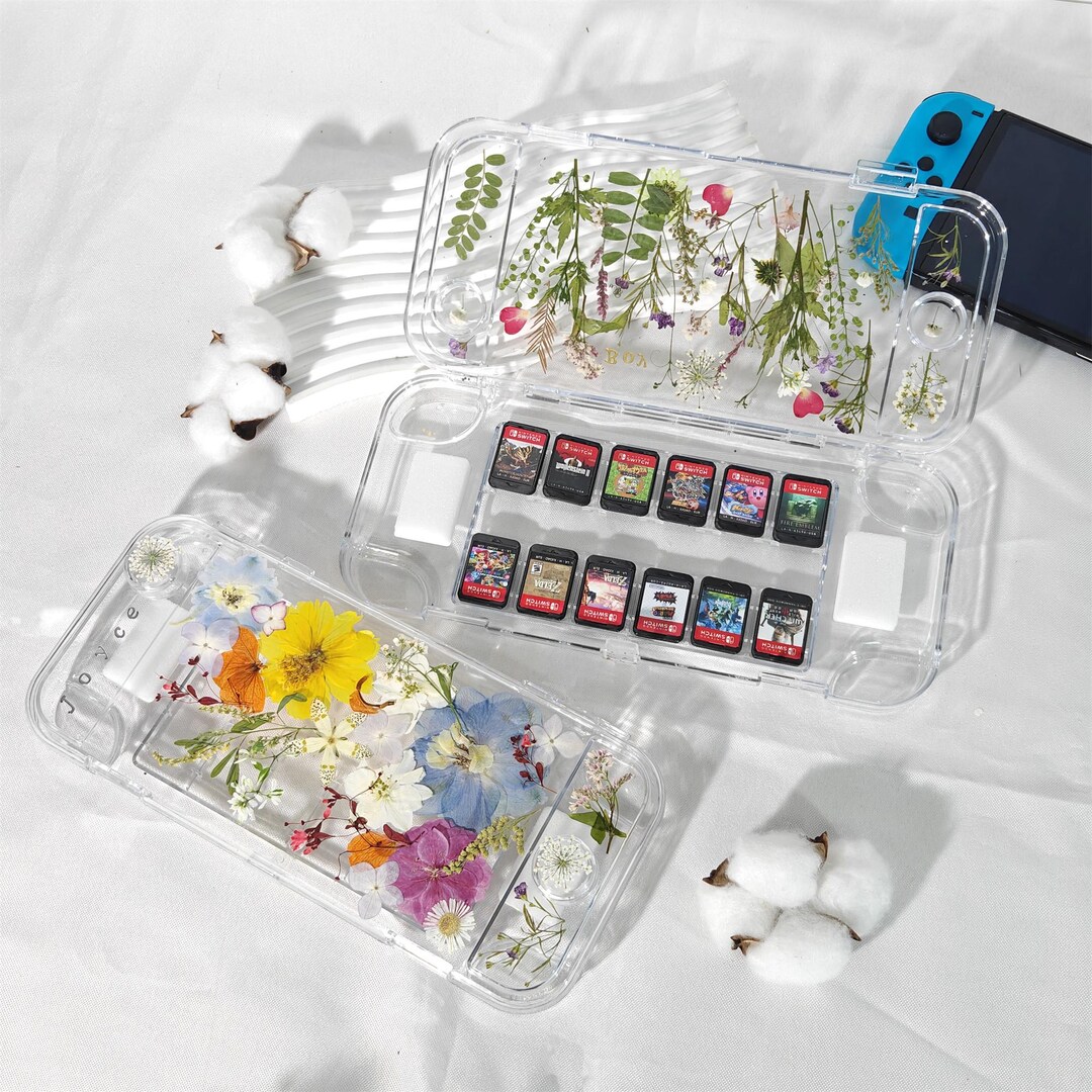 Custom Initial Real Pressed Flower Switch Storage Box With Game Card ...