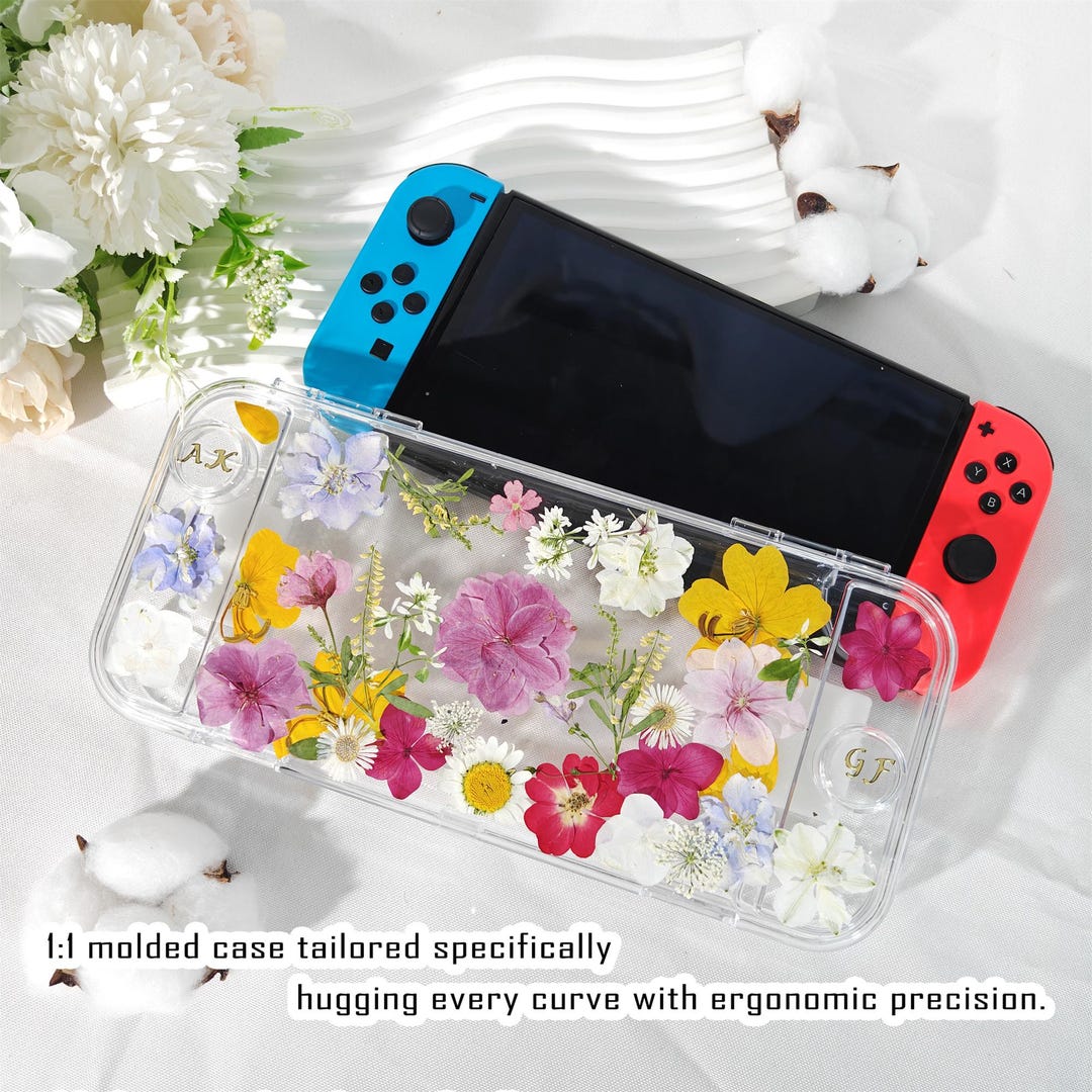 Pressed Real Colorful Flower Switch Storage Box for Nintendo Switch 2 ...