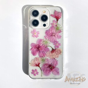 Pressed Dried Pink Sakura Flower Phone Case for iPhone 17 16 15 14 13 ...